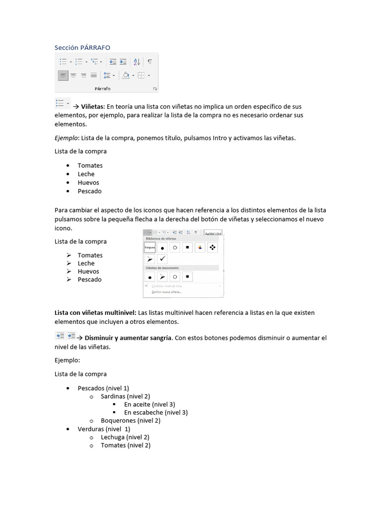 Listas y Sangrías en Word | PDF | Artes del Lenguaje y Comunicación
