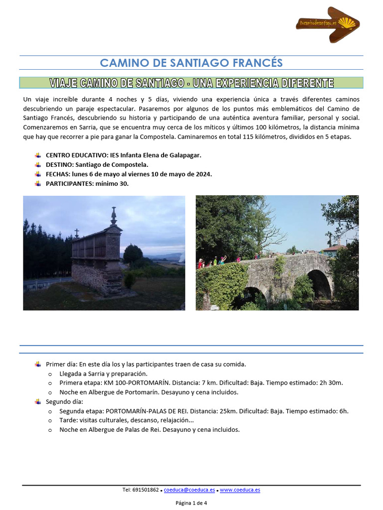 Camino Ies Inf Elena 2024 2 | PDF | Camino de santiago