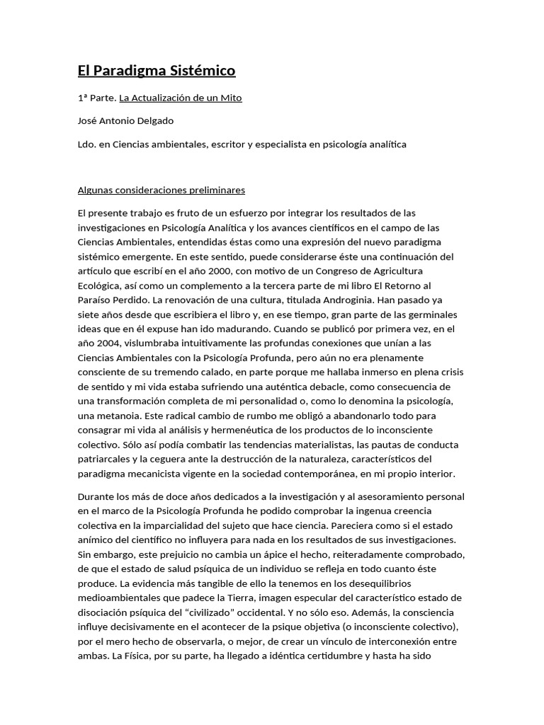El Paradigma Sistémico | PDF | Mente inconsciente | Paradigma