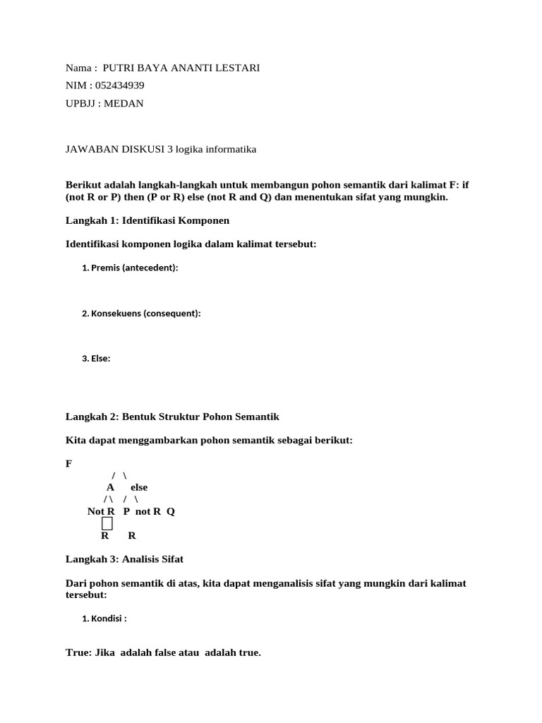 Jawaban Diskusi Sesi 3 Logika Informatika | PDF | Seni & Disiplin Bahasa
