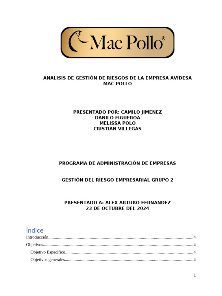 Avidesa Mac Pollo | PDF | Business | Calidad (comercial)