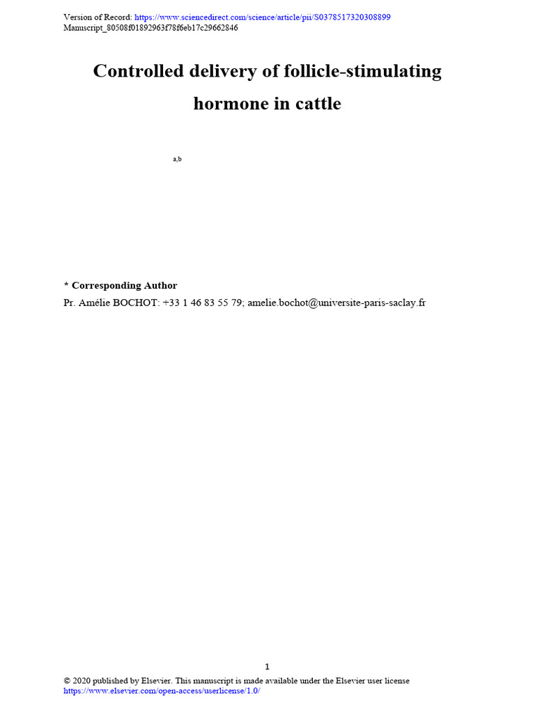 Controlled Delivery of Follicle-Stimulating Hormone in Cattle | PDF ...