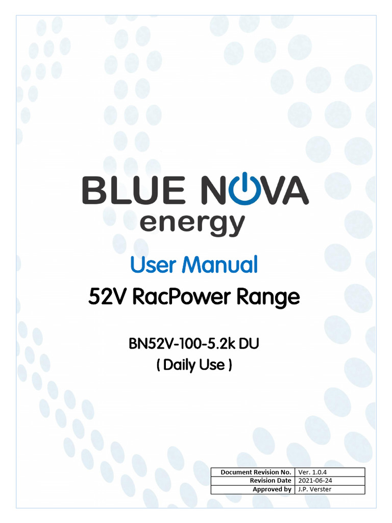 BN UserManual - 52V 5.2k DU RacPower - v104 | PDF | Battery Charger | Electrical Connector