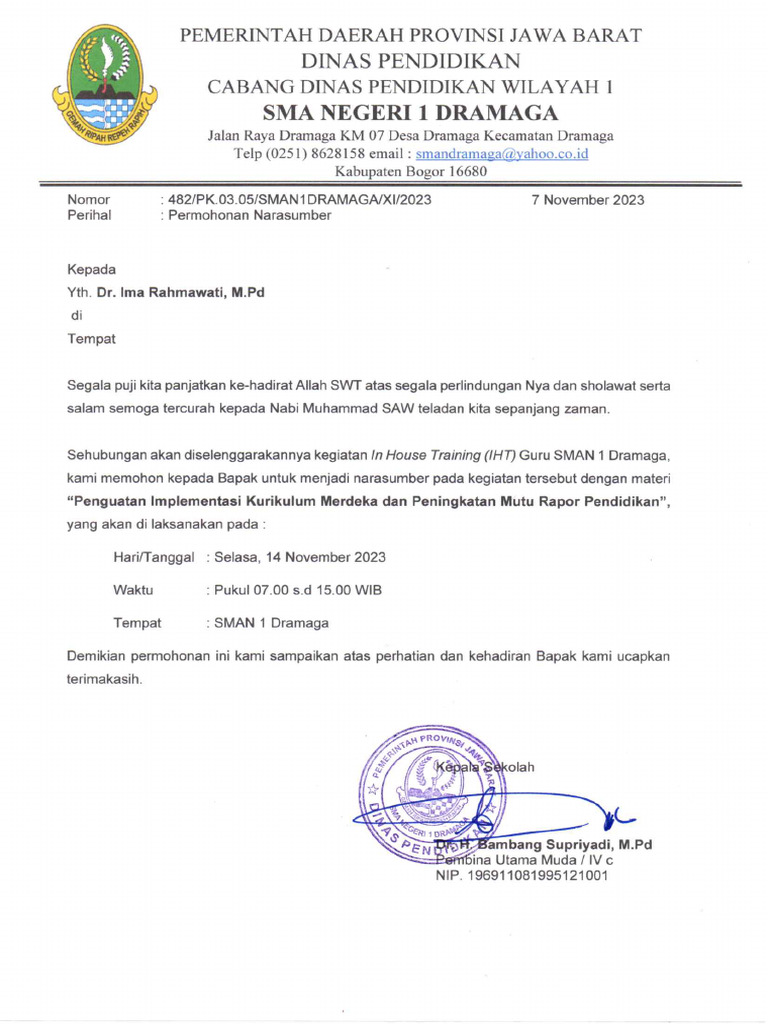 Surat Undangan Ibu Ima | PDF