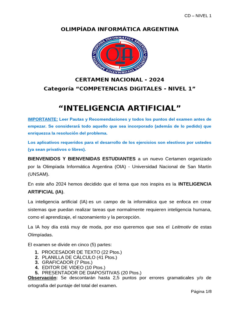 Nivel 1 INTELIGENCIA ARTIFICIAL | PDF | Inteligencia artificial | Inteligencia (IA) y semántica