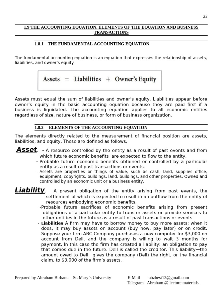 principles of accounting CH-1 Part 2 | PDF | Equity (Finance) | Debits And Credits