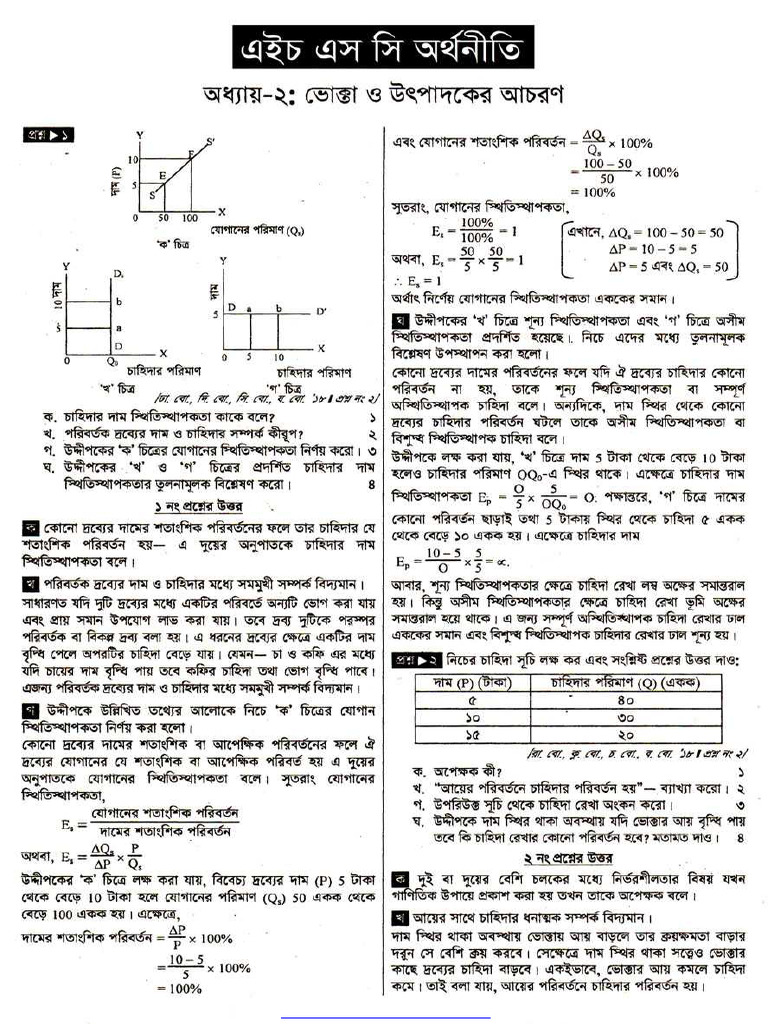 HSC Economic 1st Paper Chapter 2 | PDF