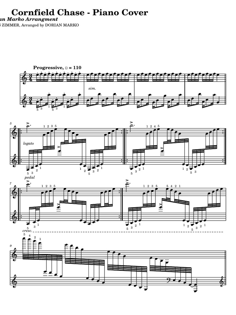 Cornfield Chase Dorian Marko Arrangement Interstellar | PDF | Keyboard Instruments | Box Zithers