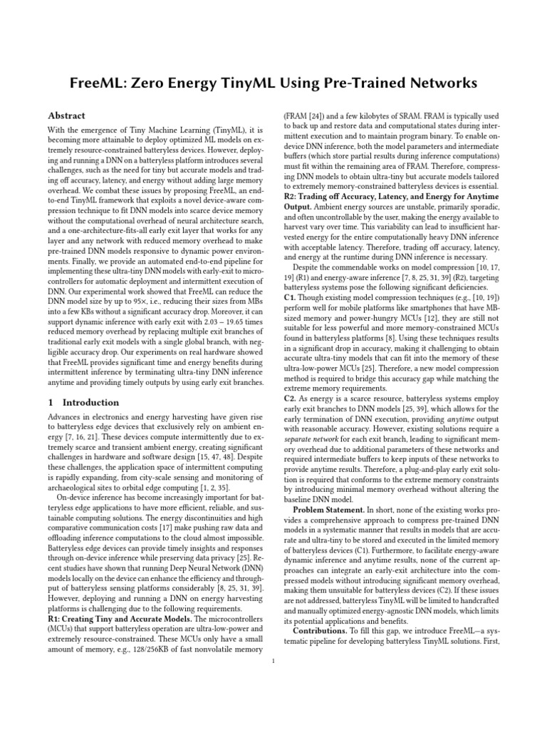 IPSN2024 TinyML Framework For Compressed and Adaptive Batteryless Intelligence | PDF | Deep ...