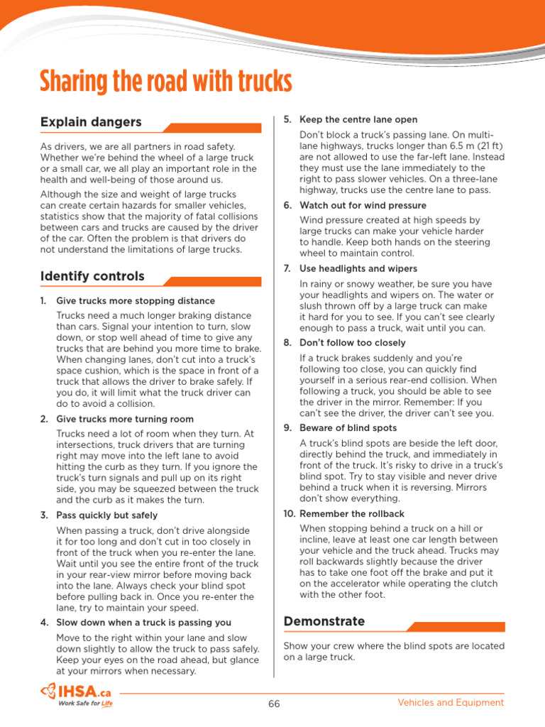 Safety Talk Sharing The Road With Trucks | PDF | Truck | Lane