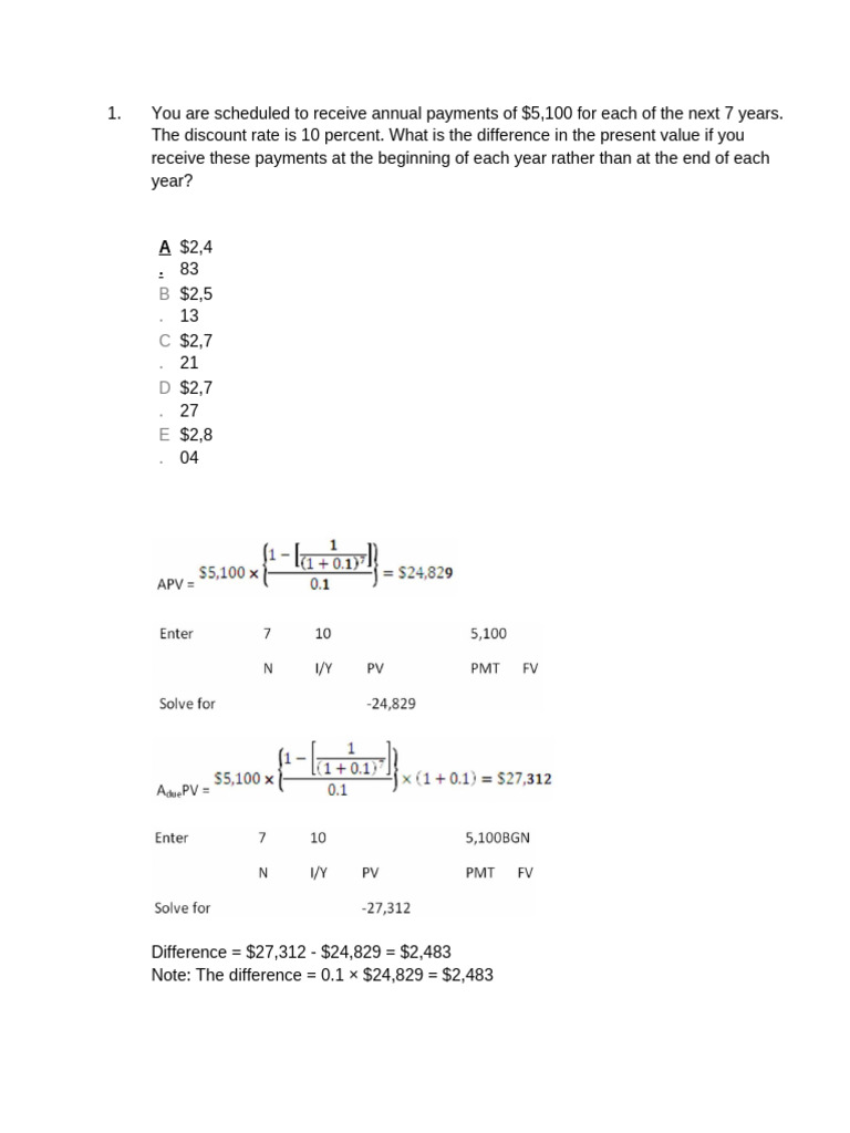 Chapter 6 Week 5 Time Value of Money Questions For Review | PDF ...