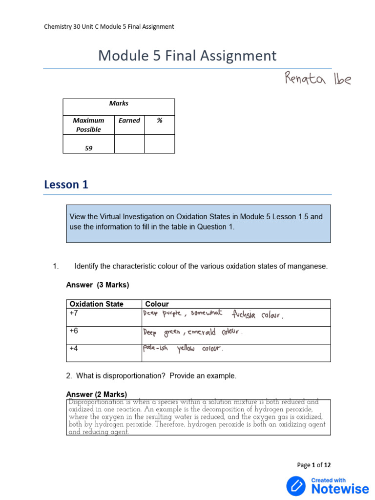 Module 5 Final Assignment (1) | PDF | Titration | Chemistry Module 5 Final Assignment (1) | PDF | Titration | Chemistry