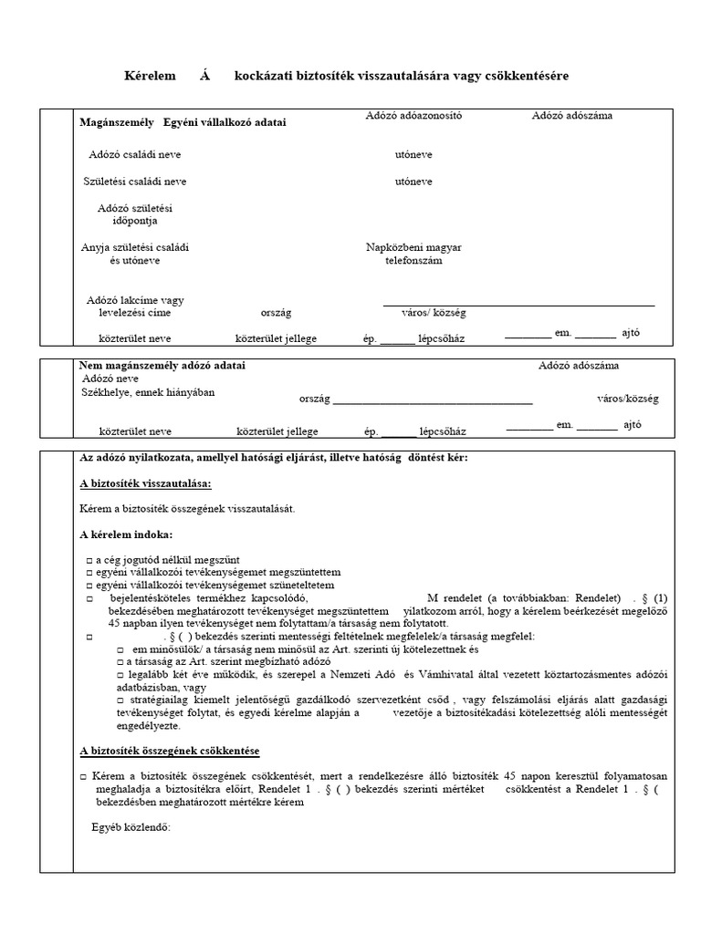 EKÁER Kérelem | PDF