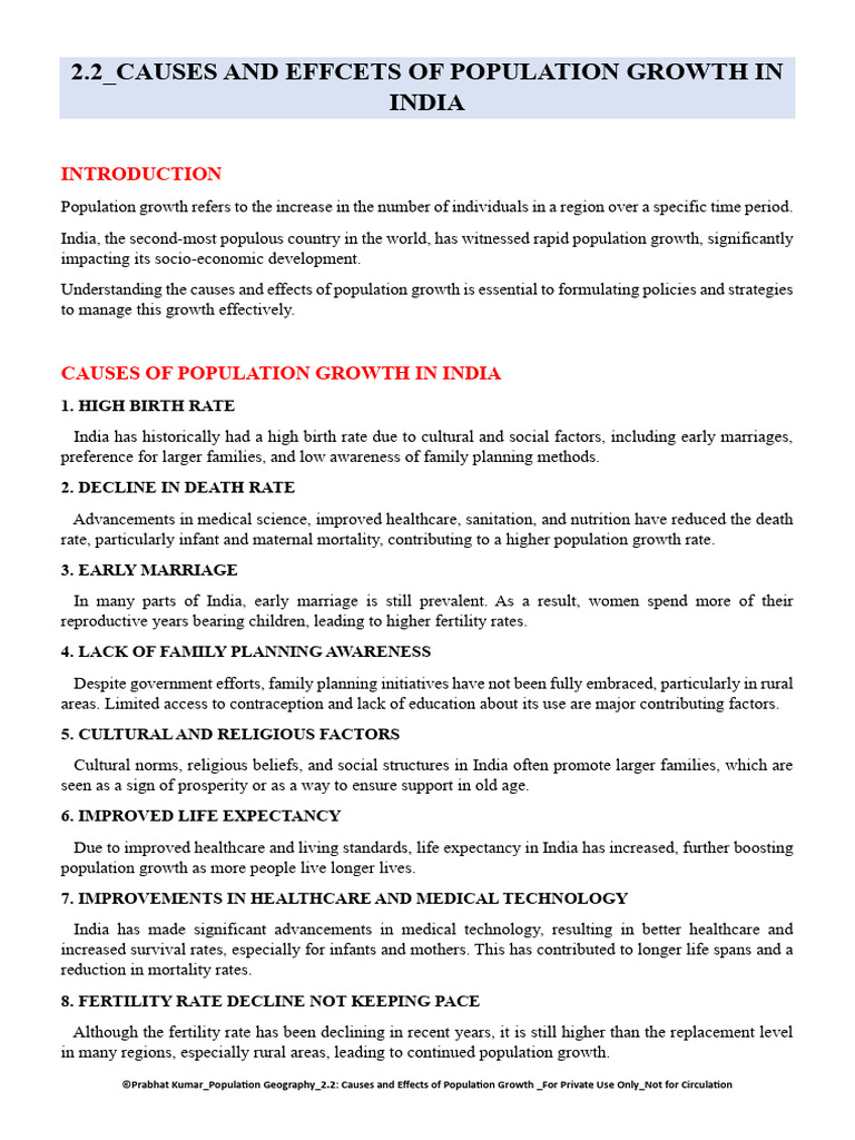 Causes and Effects of Population Growth in India | PDF | Family ...