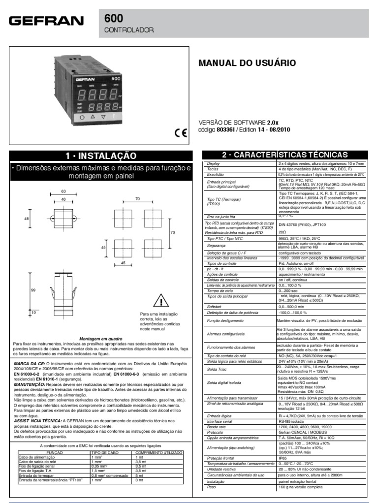 Gefran 600 - Manual PT | PDF | Relé | Corrente direta