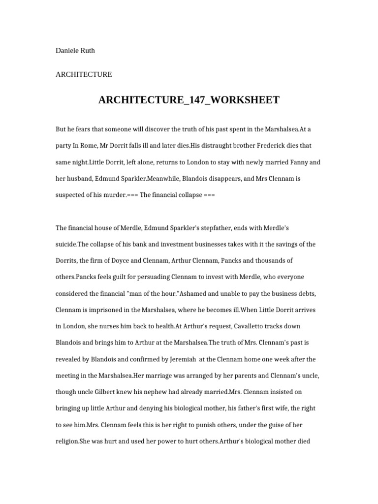 ARCHITECTURE_147_WORKSHEET | PDF