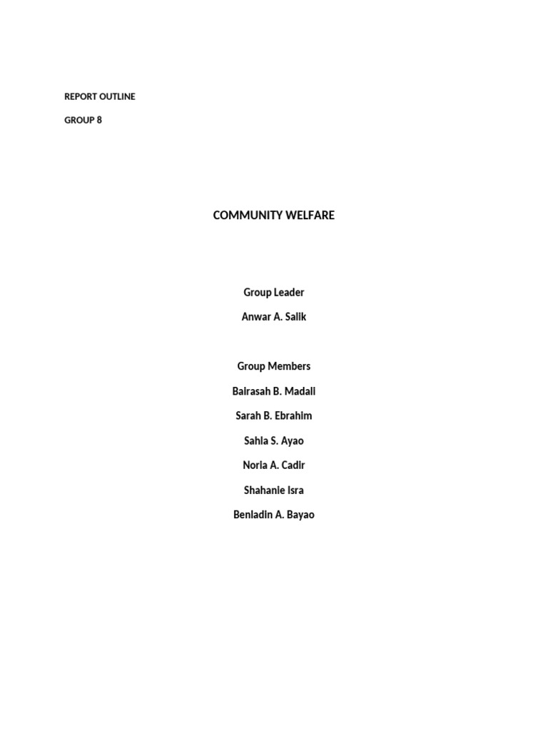 REPORT OUTLINE-G8 Swpps | PDF | Disability | Poverty