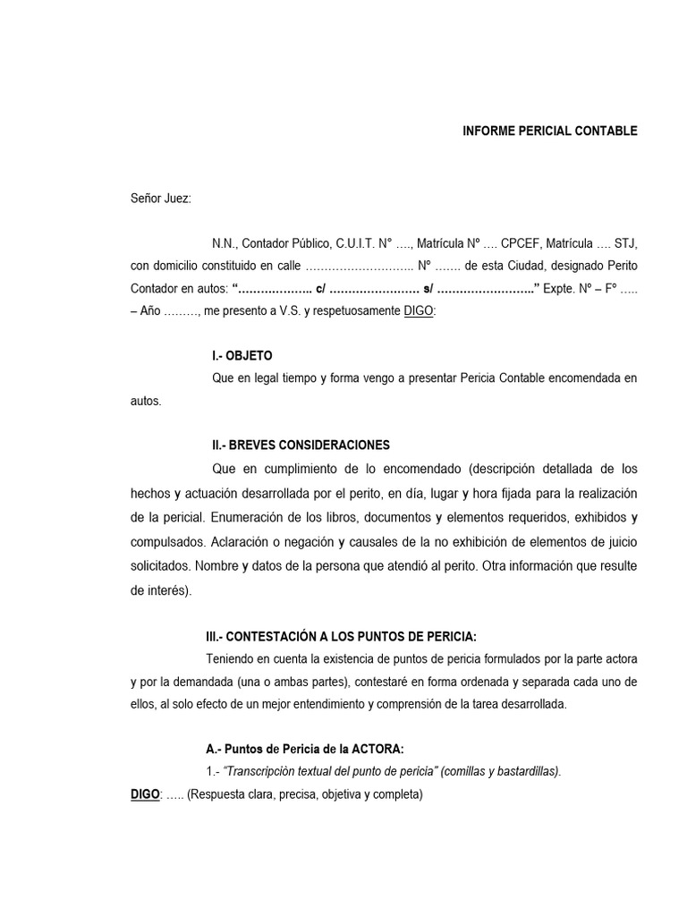 7 - Modelo Formal - Informe Pericial | PDF | Derecho