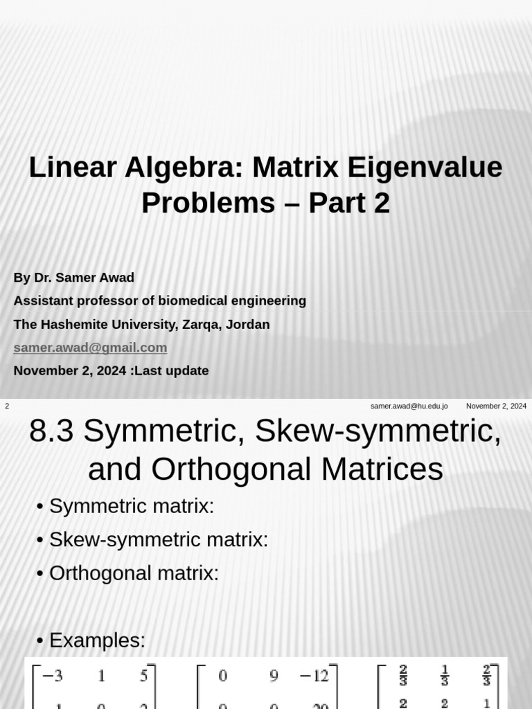 3 Eigenvalues-Part2 v3 | PDF | Eigenvalues And Eigenvectors | Matrix (Mathematics)