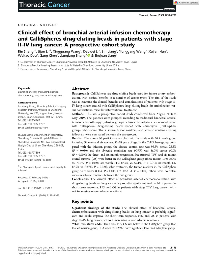 Thoracic Cancer - 2020 - Shang - Clinical Effect of Bronchial Arterial ...