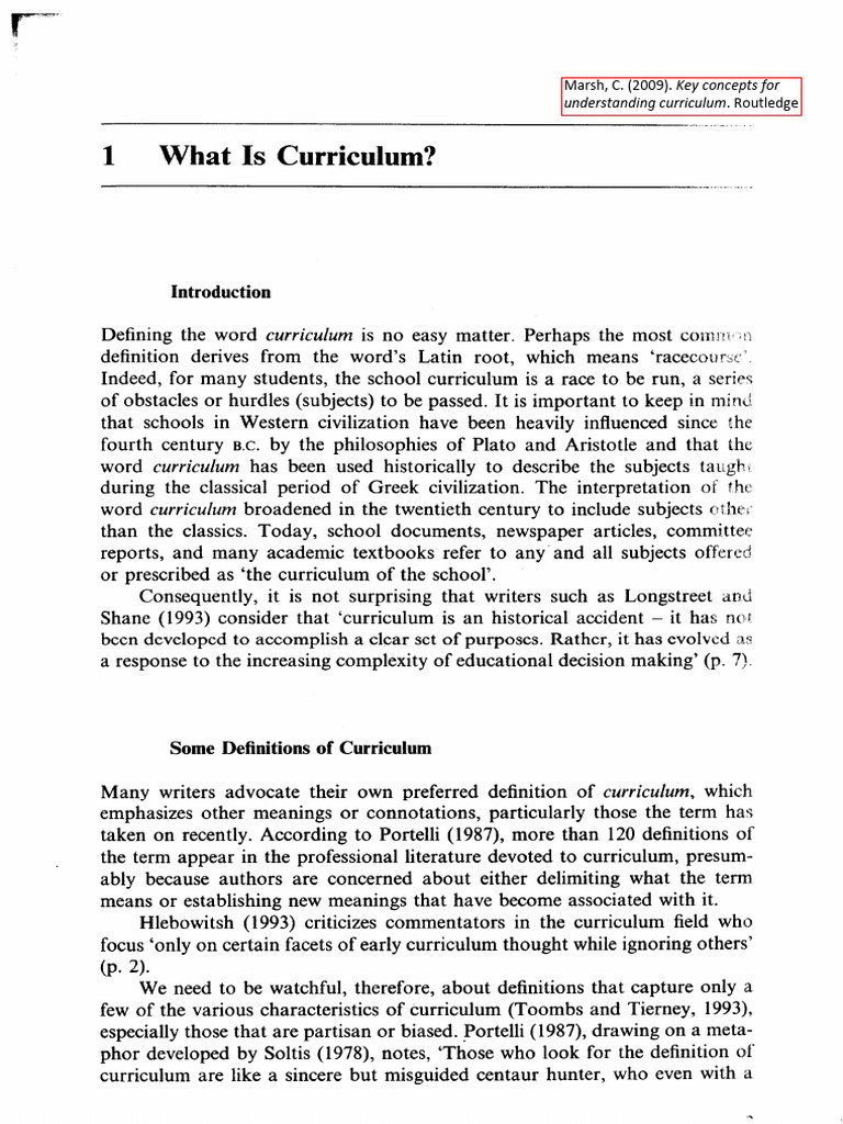 Key Concepts For Understanding Curriculum by Colin J. Marsh | PDF
