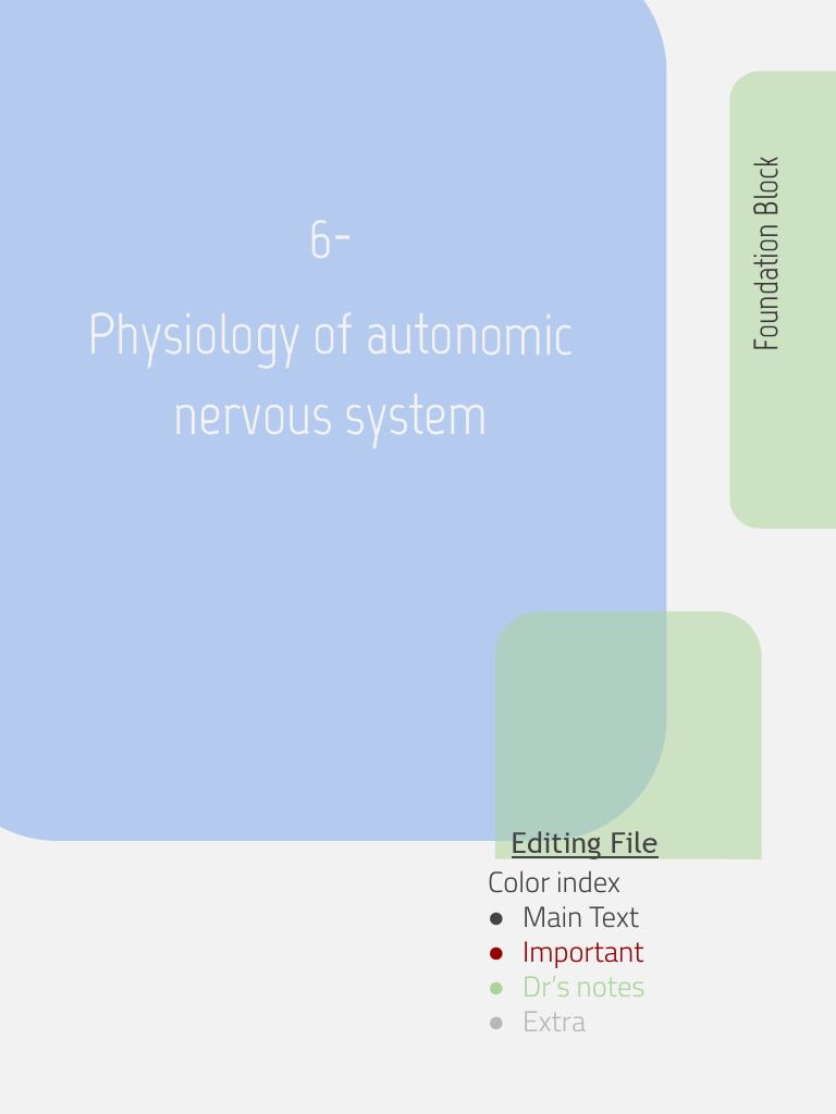 6-Autonomic nervous system (ANS) Team441 | PDF | Autonomic Nervous ...