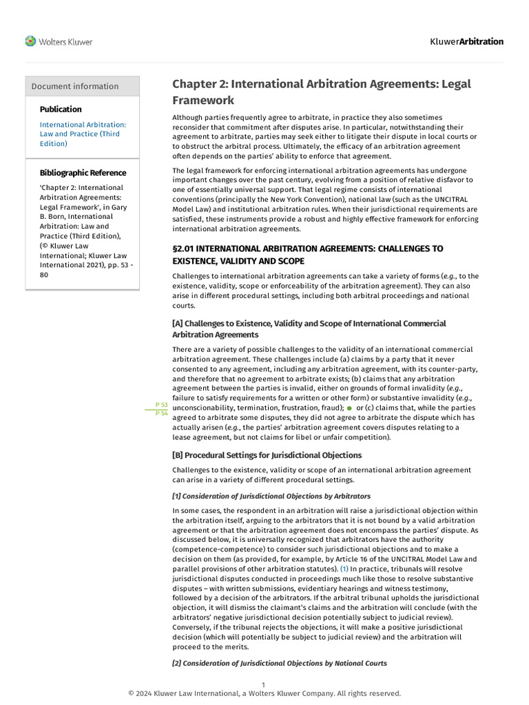 Legal Framework of Arbitration Agreements | PDF | Arbitration ...