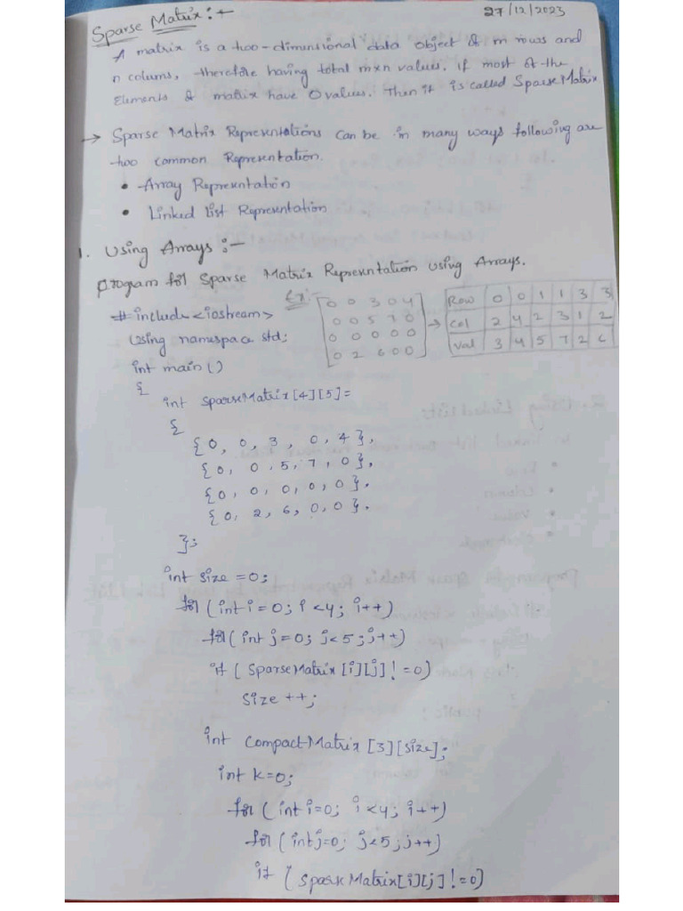 Sparse Matrix | PDF