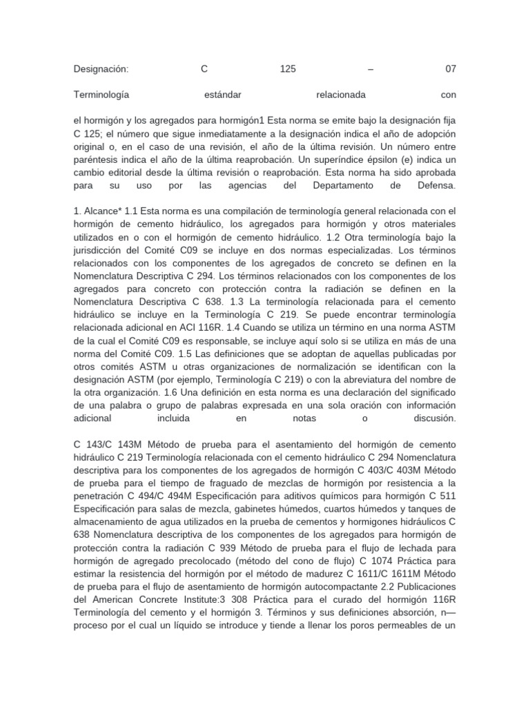 ASTM C125 (Español) | PDF | Hormigón | Cemento