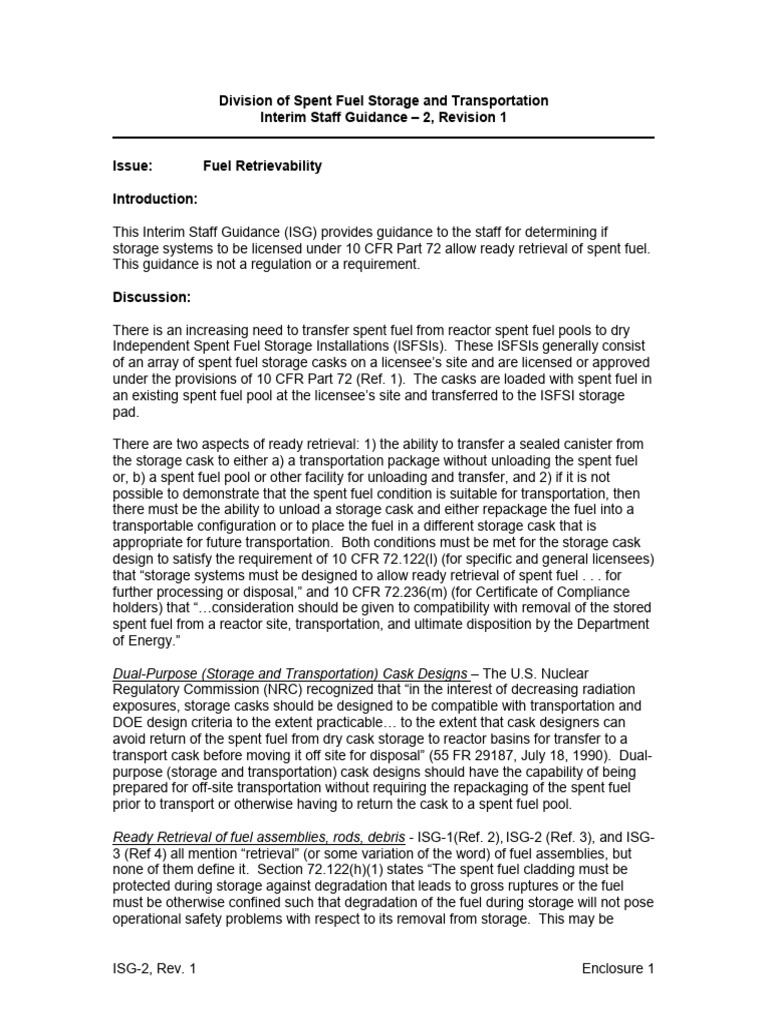 SFST-ISG-2, R1-2010 Fuel Retrievability - ML100550861 | PDF | Spent ...