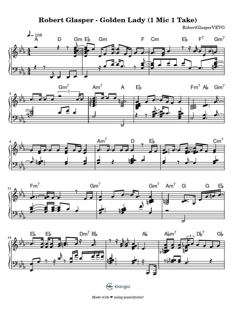 Robert Glasper - Golden Lady (1 Mic 1 Take) - Fusionado | PDF