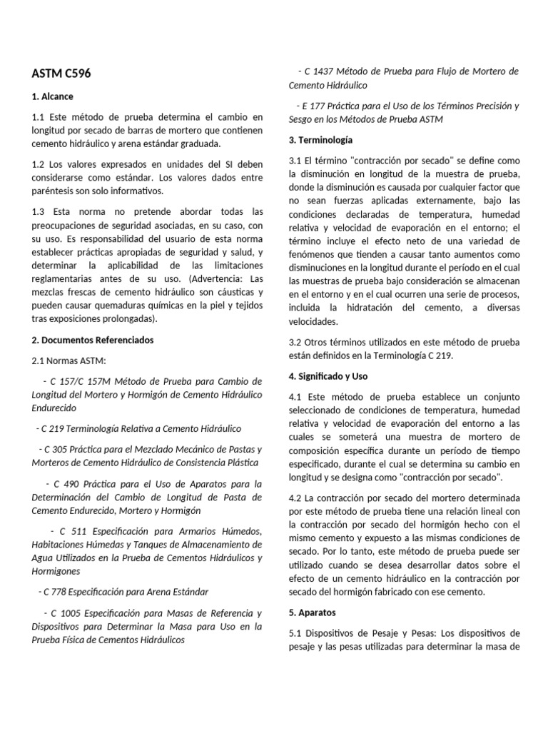 ASTM C596 (Español) | PDF | Cemento | Hormigón