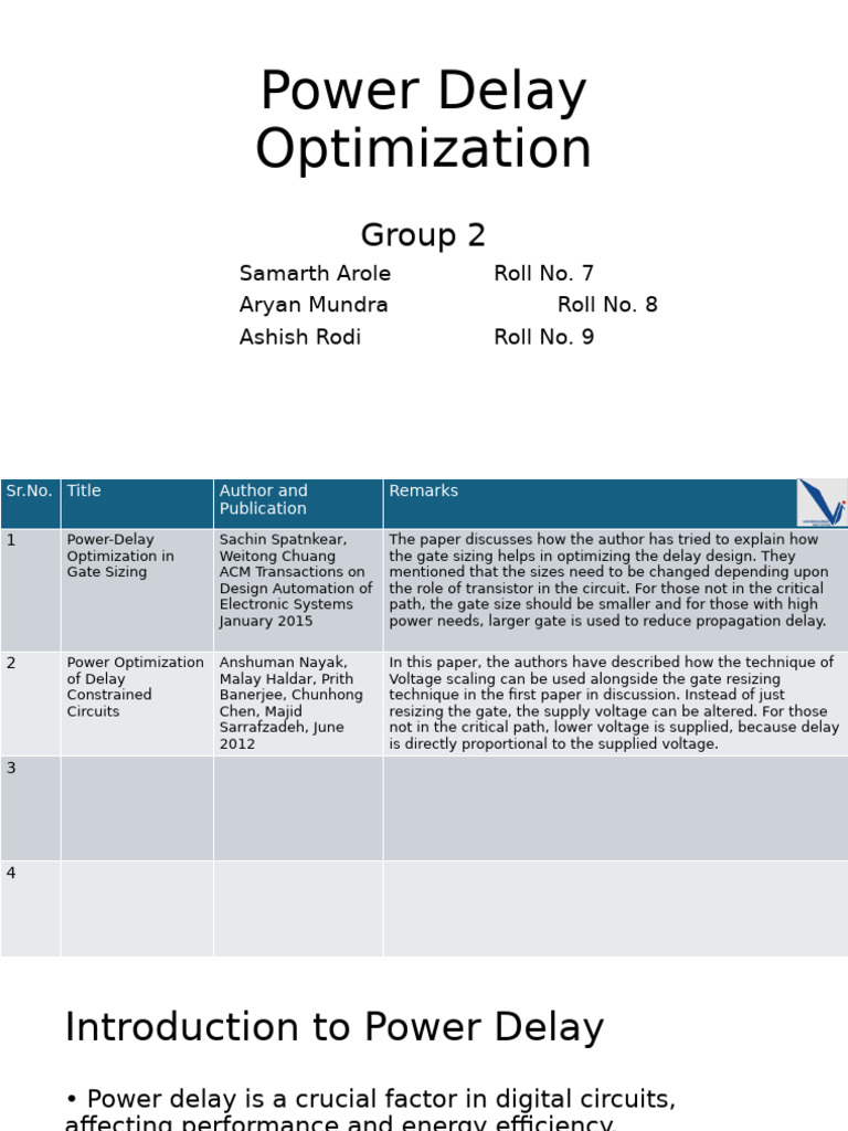 Power Delay Optimization in Digital Design | PDF | Mosfet | Electronic ...