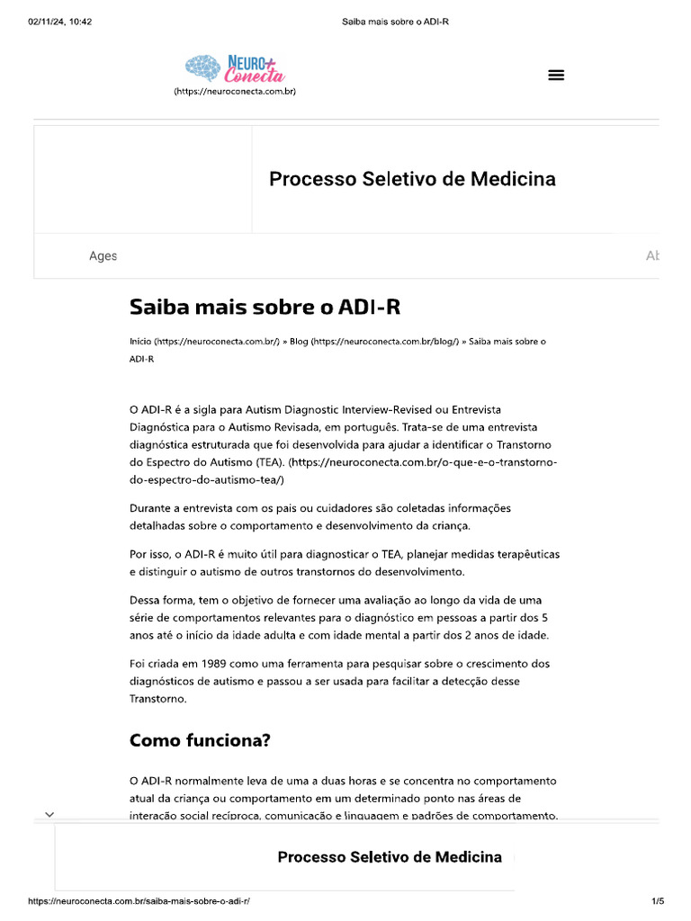 Autism Diagnostic Interview | PDF