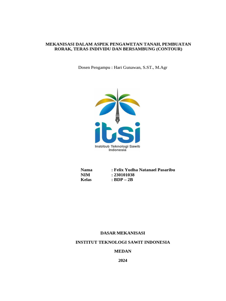 Mekanisasi Pembuatan Rorak Sawit | PDF