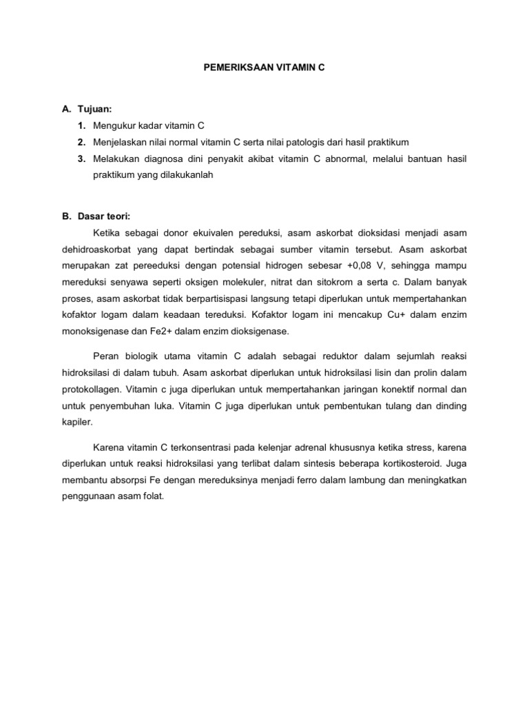 Penentuan Aktivitas Enzim Amilase Saliva Dan Vit C | PDF