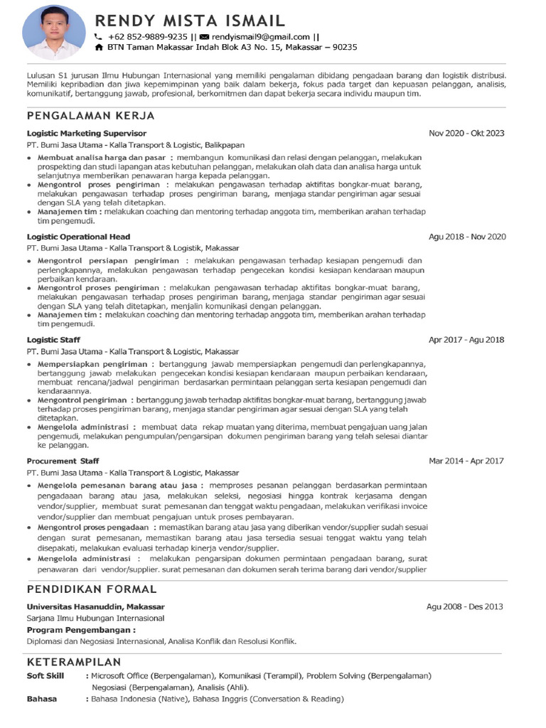 CV Rendy Mista Ismail - New-1 | PDF