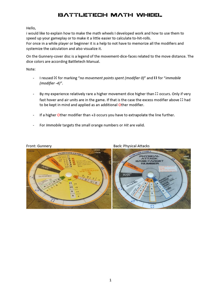 Battletech Math Wheel. - Instruction - V1 | PDF | Rivet