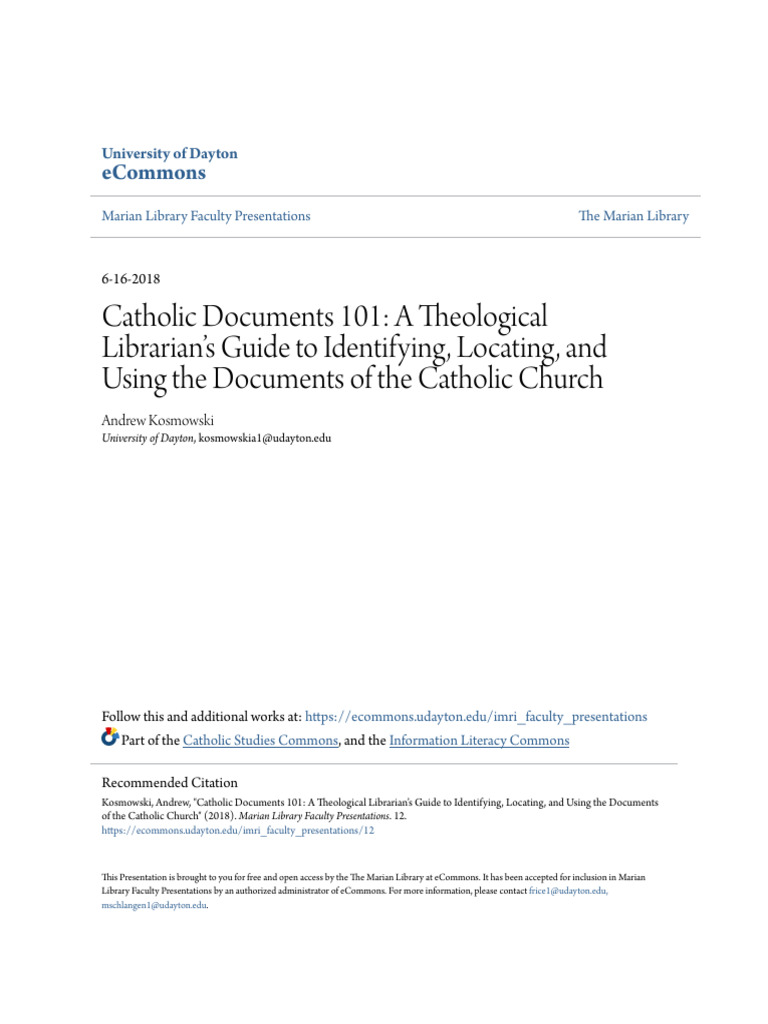 Catholic Documents 101 Guide | PDF | Catholic Church | Catechism