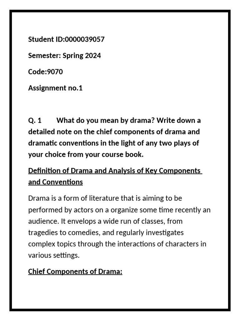 9070 assignment 1 | PDF | Play (Theatre) | Tragedy