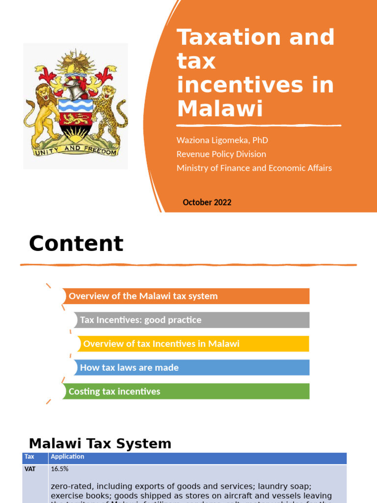 Ministry of Finance Presentation Tax Incentives Workshop | PDF | Tax Deduction | Taxes