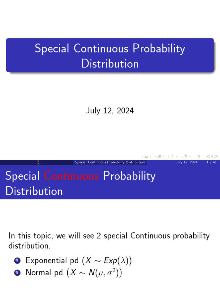 Special Continuous Pd | PDF | Poisson Distribution | Teaching Mathematics