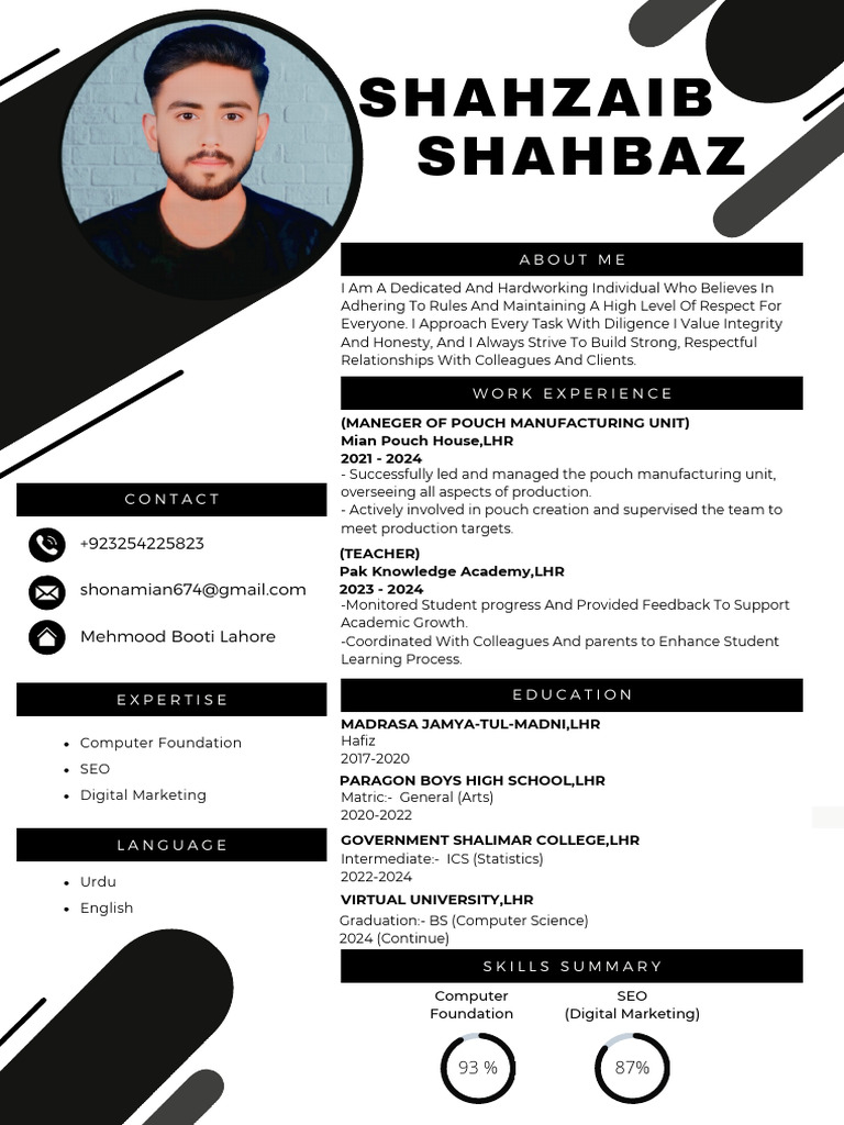 Black Modern Professional Resume | PDF | Business