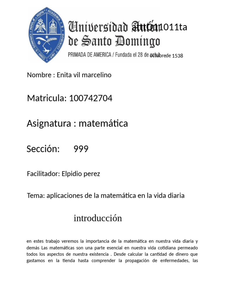 Aplicaciones de Matemáticas en la Vida Diaria | PDF | Matemáticas ...