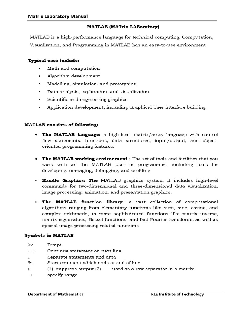 introduction matlab | PDF | Matlab | Matrix (Mathematics)