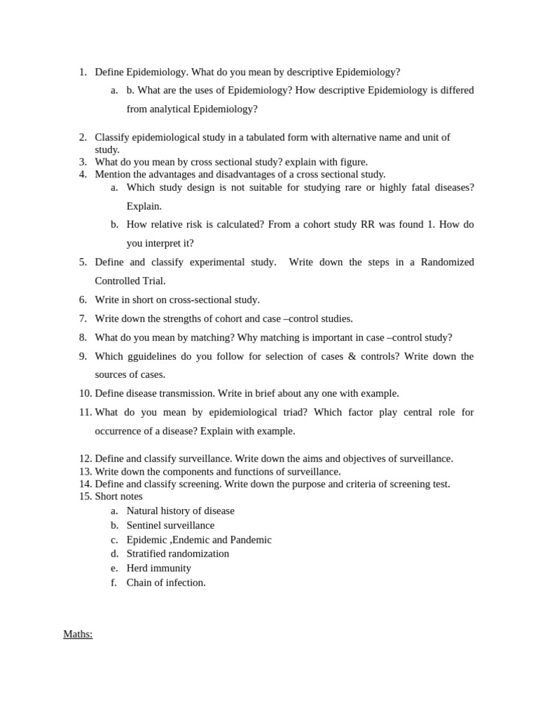 Basics of Epidemiology Study Questions | PDF | Epidemiology ...