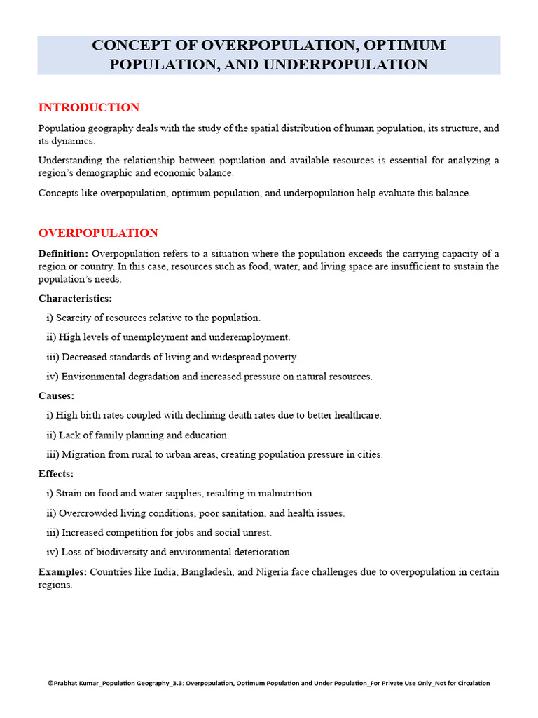 3.3 - Concept of Underpopulation, Optimum-Population and Overpopulation ...