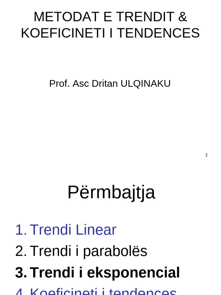 Statistika 10 Trendi Linear & Koeficineti I Tendences | PDF
