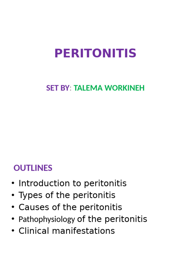 Peritonitis Presentation | PDF | Peritoneum | Gastroenterology