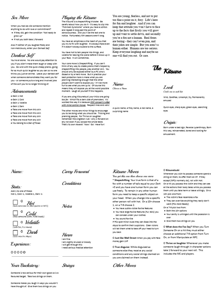 The_Kitsune_-_Monsterhearts_v0.22 | PDF